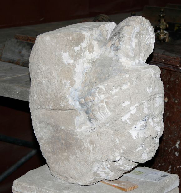 Bonhams : Two similar carved stone architectural fragments in the form ...