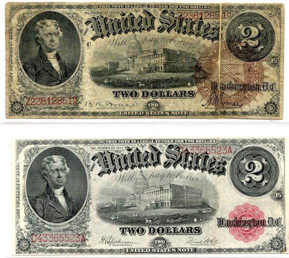 Bonhams : 2 Large Size Legal Tender Notes (2)