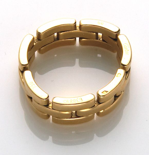 Bonhams : An 18k gold brick link ring, Cartier
