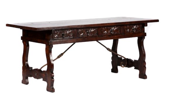 Bonhams : A Renaissance style oak trestle tables