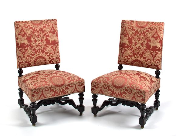 Bonhams : A pair of Italian Baroque style ebonized chairs second half ...