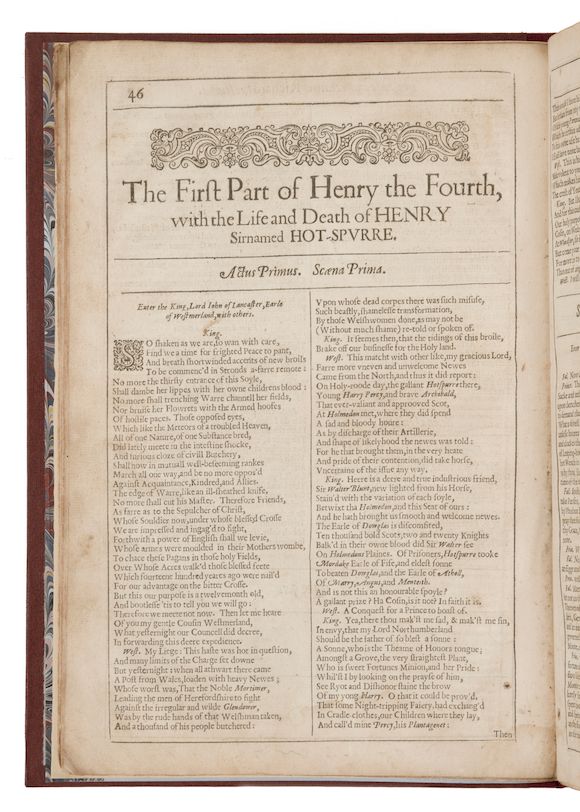 Bonhams : SHAKESPEARE, WILLIAM. 1564-1616. Histories. London 1632.