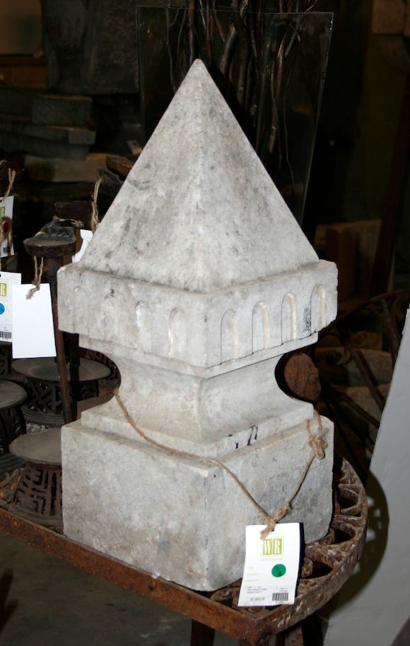 Bonhams : A pair of pyramidal stone gate post finials possibly ...