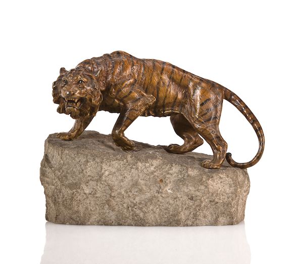 Bonhams : A Franz Bergman cold painted bronze figure of a Tiger