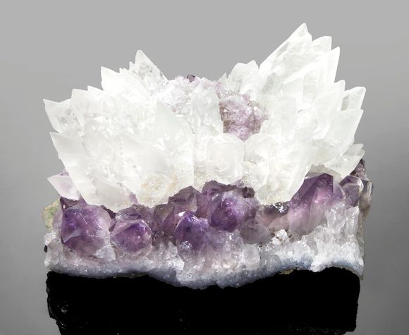 Bonhams : Calcite Crown on Amethyst