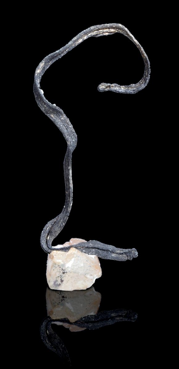 Bonhams : Native Silver Wire on Calcite
