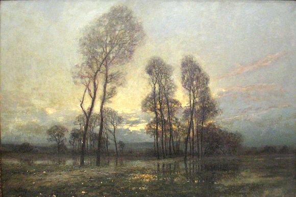 Bonhams : José Weiss (British, 1859-1919) Dusk after the rain 42 x 62 1/4in