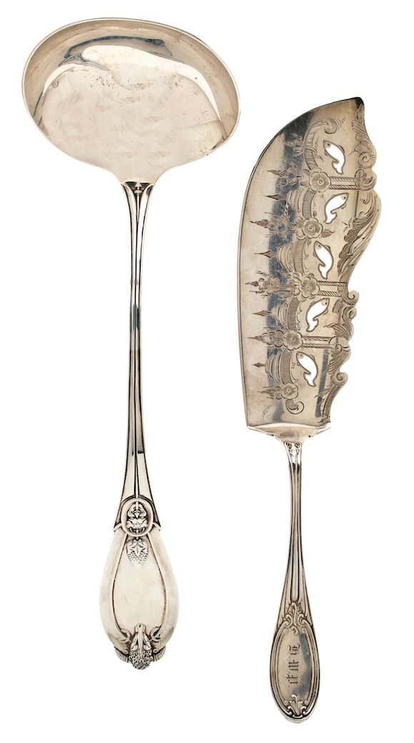 Bonhams : An American silver punch ladle and fish slice Manufactured ...