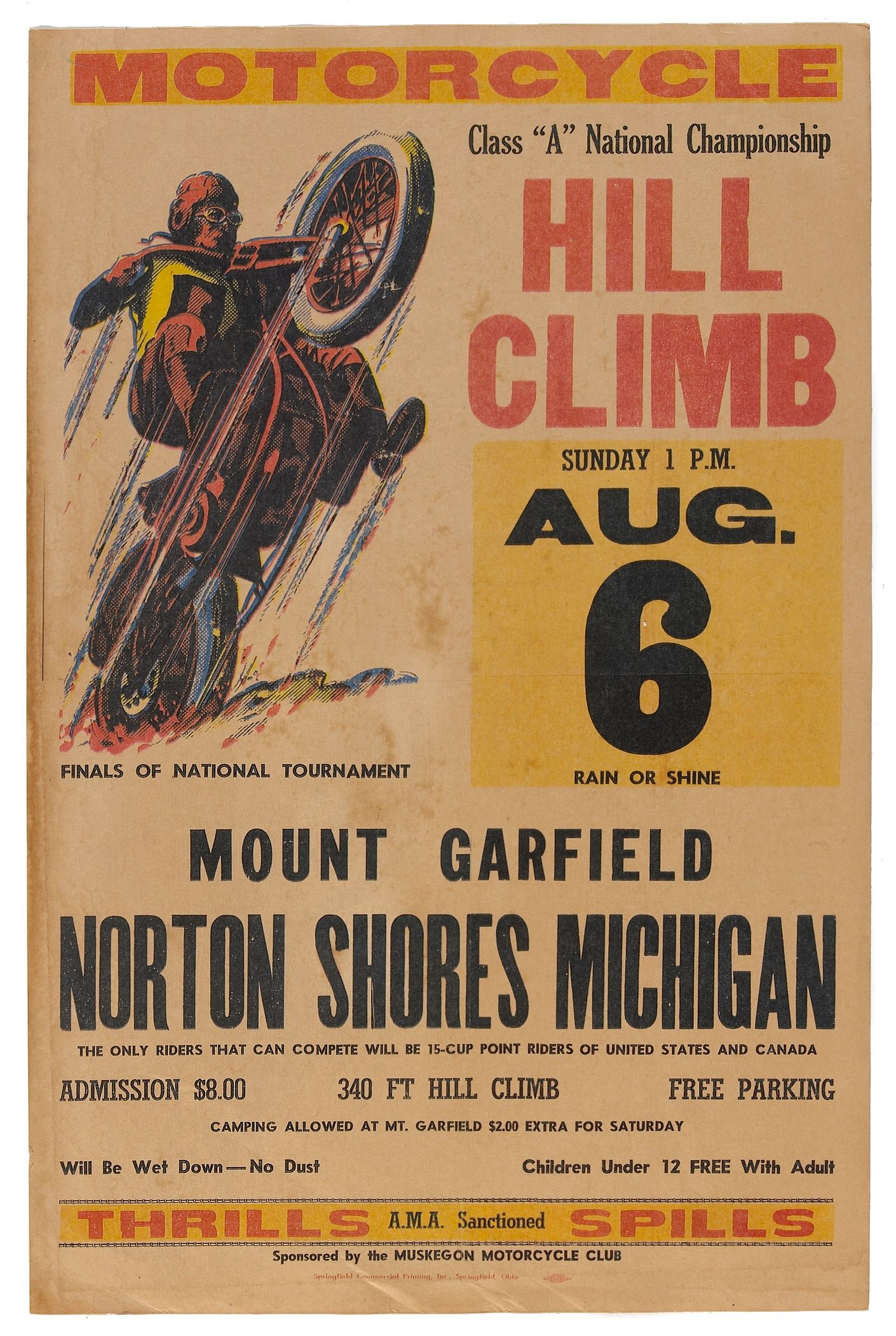 Bonhams Cars : An original Class A National Hill Climb poster, 1940s,