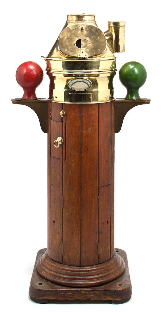 Bonhams : A large brass and mahogany ship's binnacle early 20th century ...