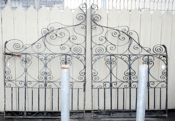 Bonhams : A pair of Continental Baroque style black painted iron gates ...