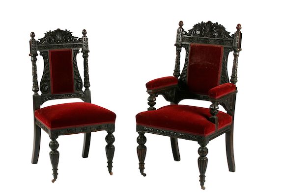 Bonhams : A set of twelve Continental oak dining chairs