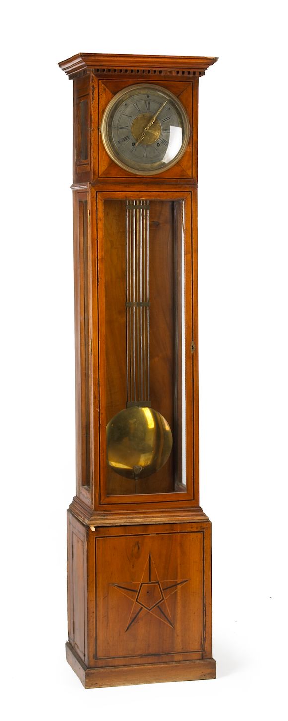 Bonhams : A Continental walnut inlaid tall case clock first half 19th ...
