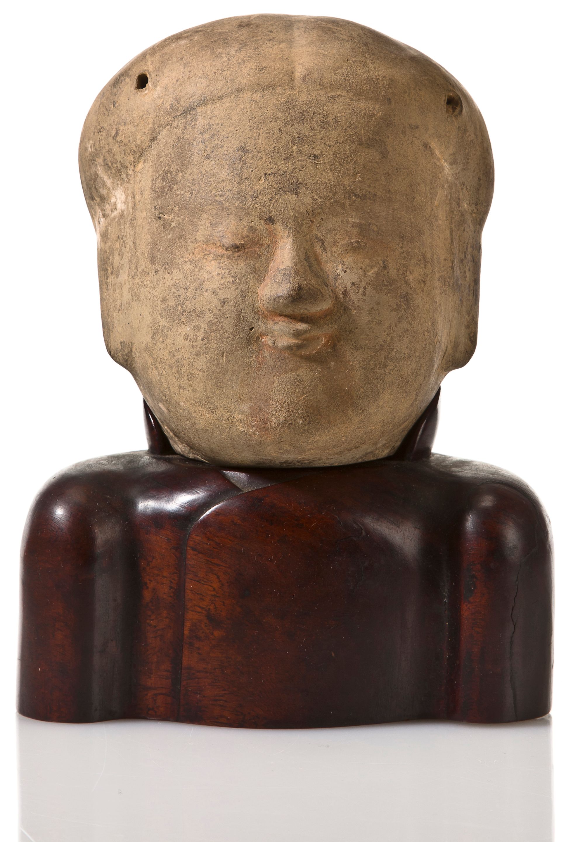 Bonhams : A pottery bust of a man Han Dynasty