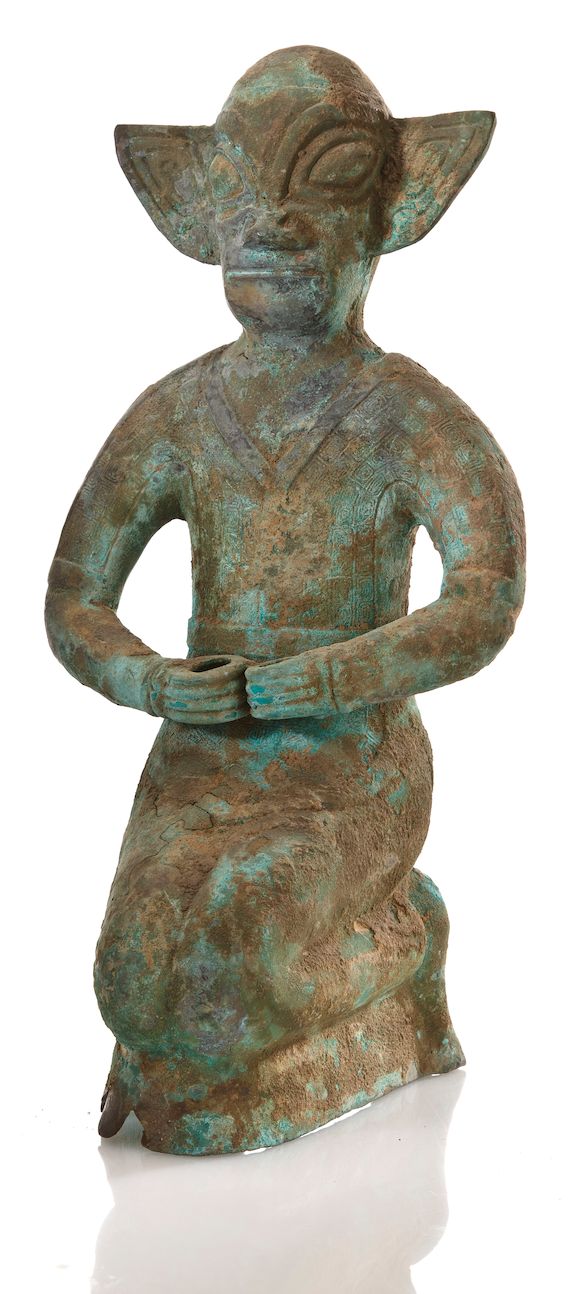 Bonhams : A Chinese bronze figure of a kneeling demon