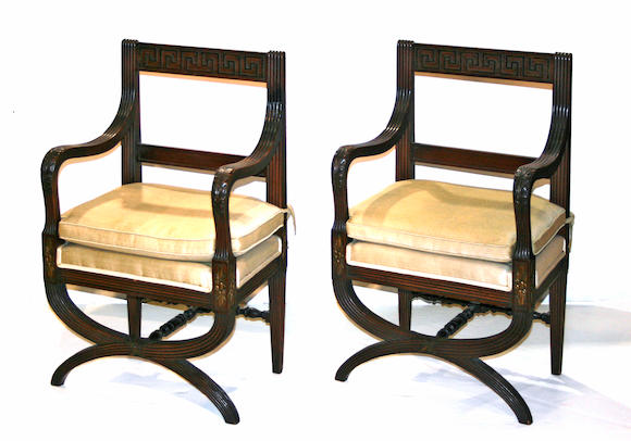 Bonhams A Pair Of Continental Neoclassical Style Mahogany Curule Chairs