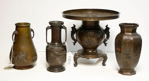 Bonhams : Four Japanese bronze vessels Meiji Period