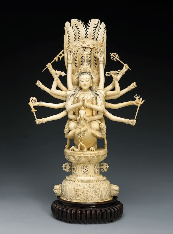 Bonhams : A carved ivory figure of an esoteric deity 20th Century