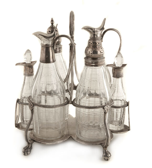 Bonhams : George III silver cruet frame by Thomas Daniel with six ...