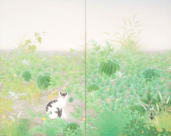 Bonhams : Koda Shunko (1897-1976) Cat and melons