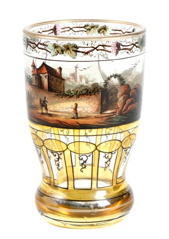 Bonhams : A Bohemian painted glass beaker