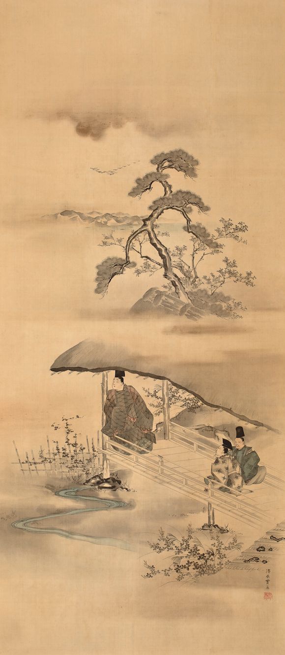 Bonhams : Morizumi Tsurana (1809-1892) Scene from the Tale of Genji