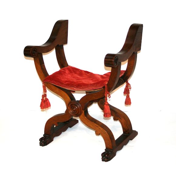 Bonhams : An Italian baroque walnut Savonarola chair 18th century
