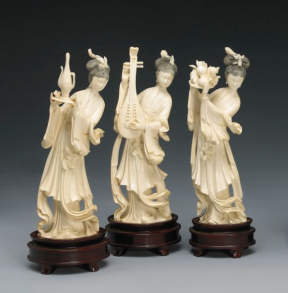 Bonhams : A group of three ivory beauties 20th Century