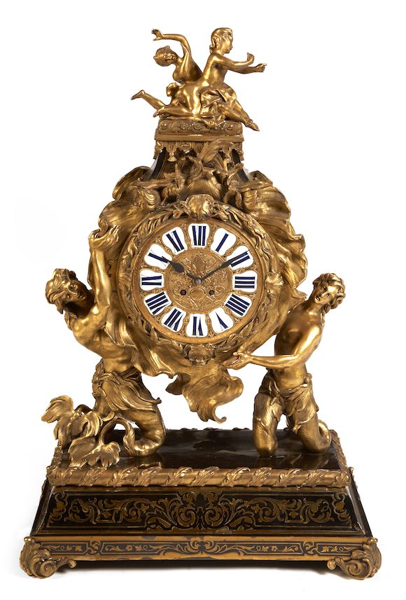 Bonhams : A fine Louis XIV style gilt bronze and ebonized wood boulle ...