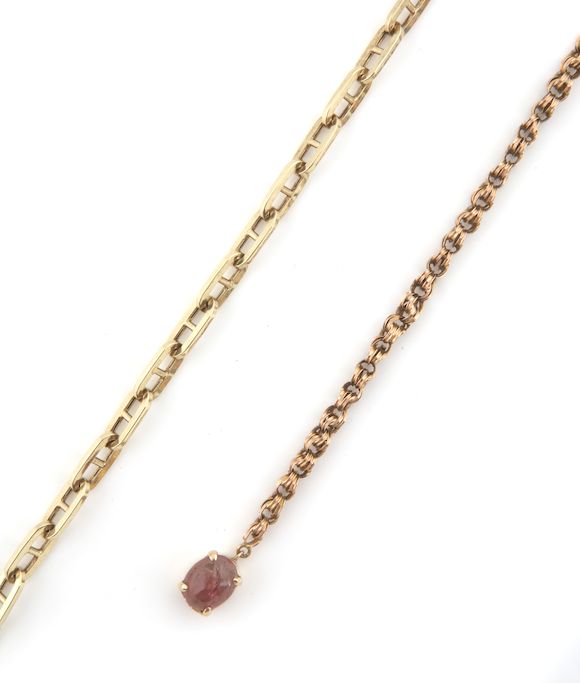 Bonhams : A collection of three gold watch chains, with one hard stone ...