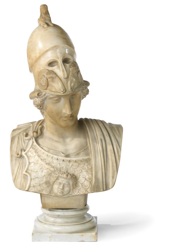Bonhams : An Italian carved marble bust of Minerva Giustiniani after ...
