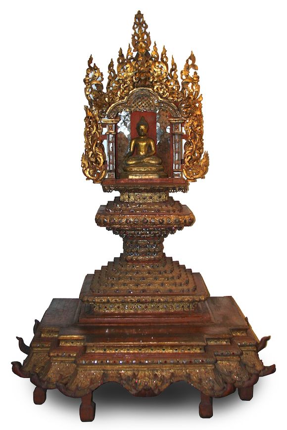Bonhams : An imposing gilt metal mounted polychrome decorated altar