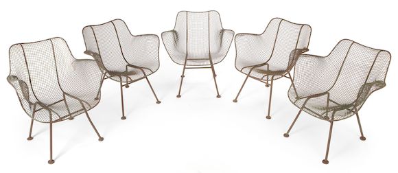 Bonhams : A set of 5 Van Keppel and Green wirework armchairs mid 20th ...