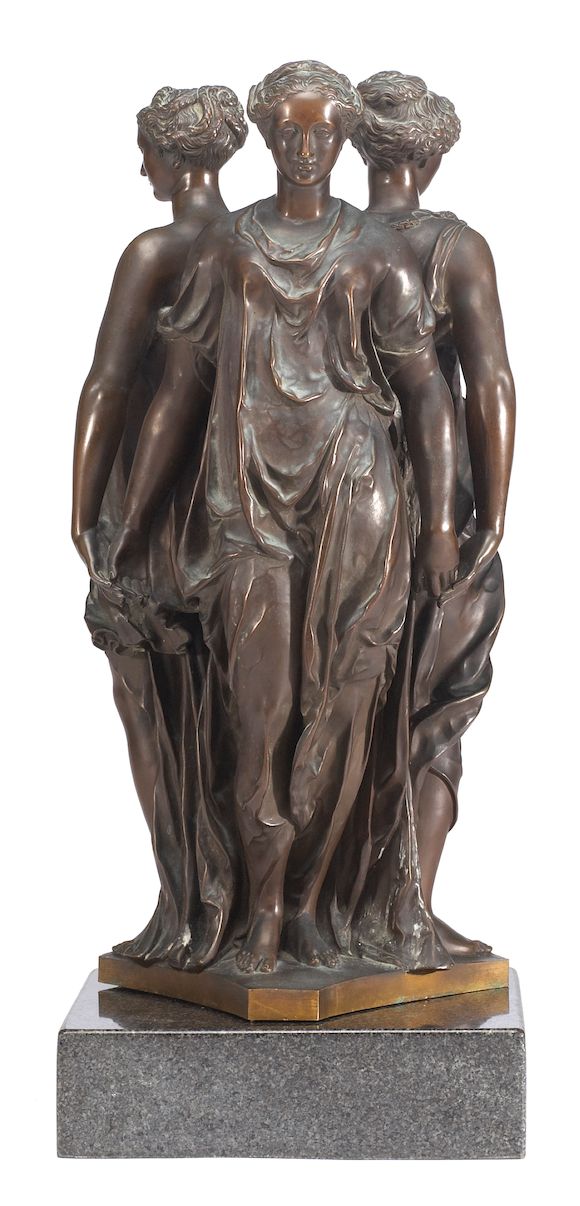 Bonhams : A French patinated bronze figural group of the Three Graces ...