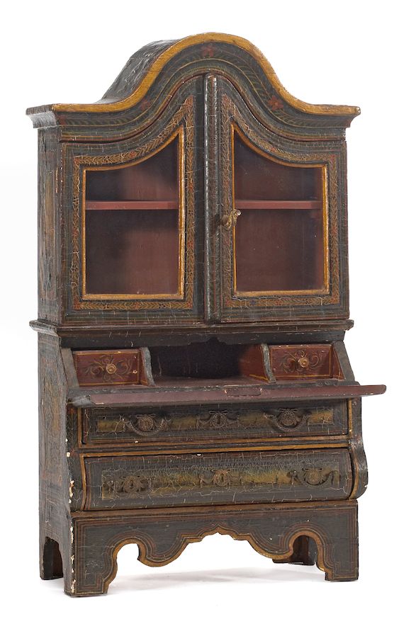 Bonhams : A Continental Rococo style miniature secretary bookcase ...