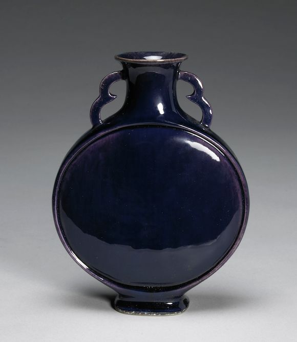 Bonhams : A purple glazed porcelain moon flask 18th Century