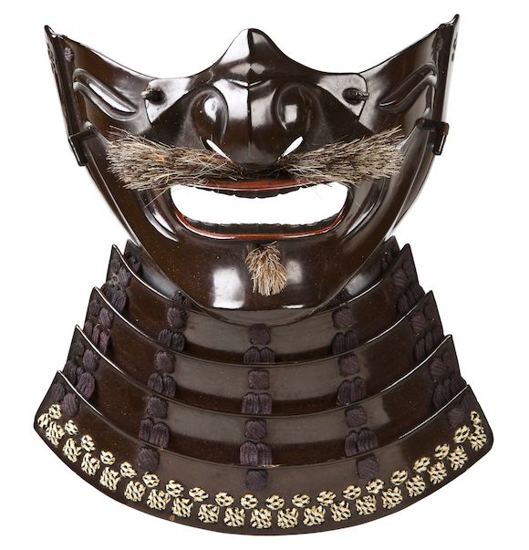 Bonhams : A lacquered iron menpo (face mask) Edo period, late 18th century