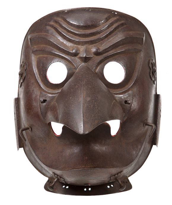 Bonhams : A fine Karura somen (full face mask) Edo period, late 18th ...