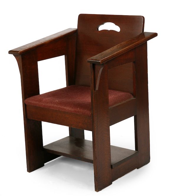 Bonhams : A Limbert oak cafe chair early 20th Century