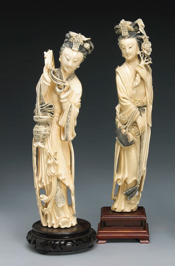 Bonhams : Two carved ivory beauties 20th Century