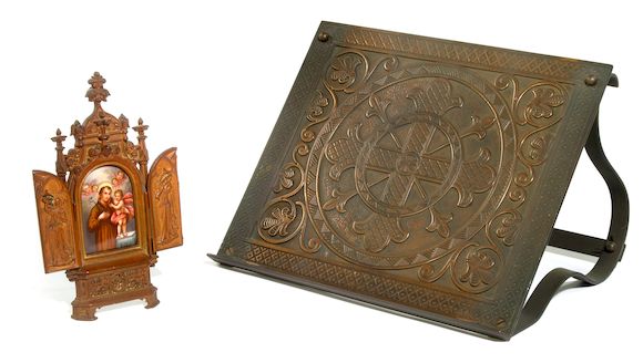 Bonhams : A Continental gilt bronze and porcelain icon early 20th century