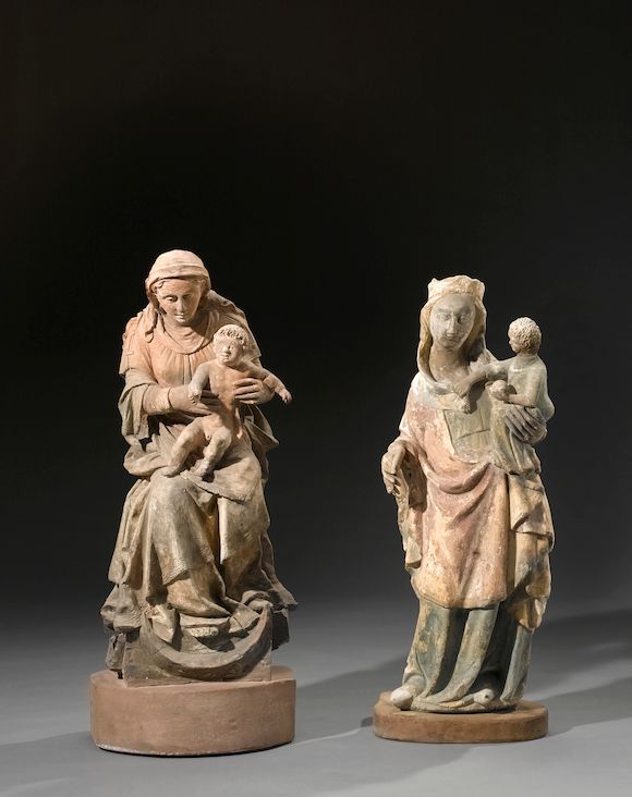 Bonhams : A French Gothic carved limestone figure of the Virgin and ...