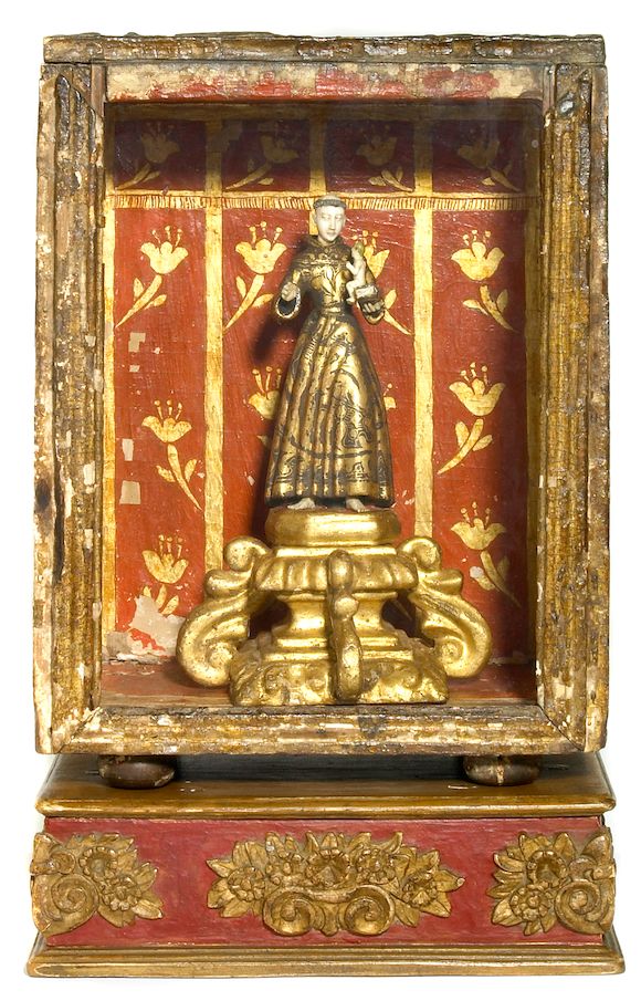 Bonhams : A Goanese ivory, carved wood and al estofado decorated figure ...