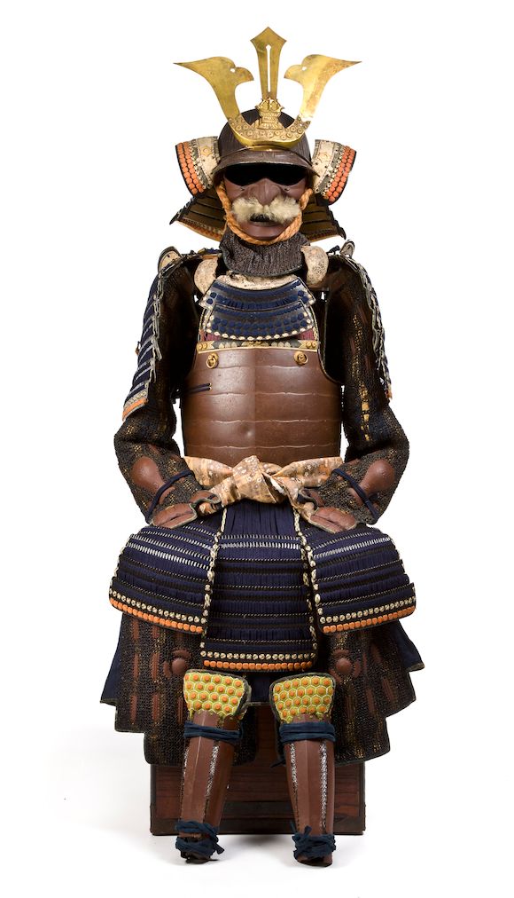 Bonhams : A russet iron armor with an okegawa do with a bullet test Edo ...