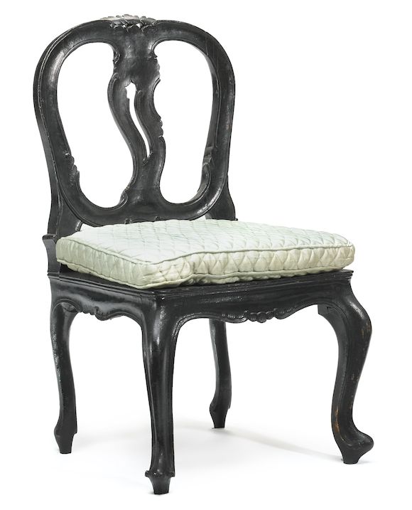 Bonhams : An Italian Rococo style ebonized child's chair second half ...
