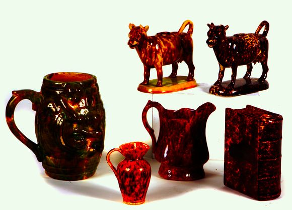 Bonhams : A grouping of Bennington and Rockingham glazed earthenware ...