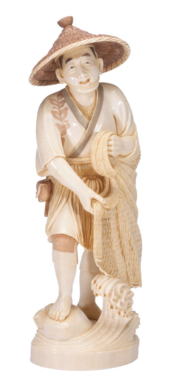 Bonhams : A large tinted ivory figure By Dosui, Showa period, 20th century