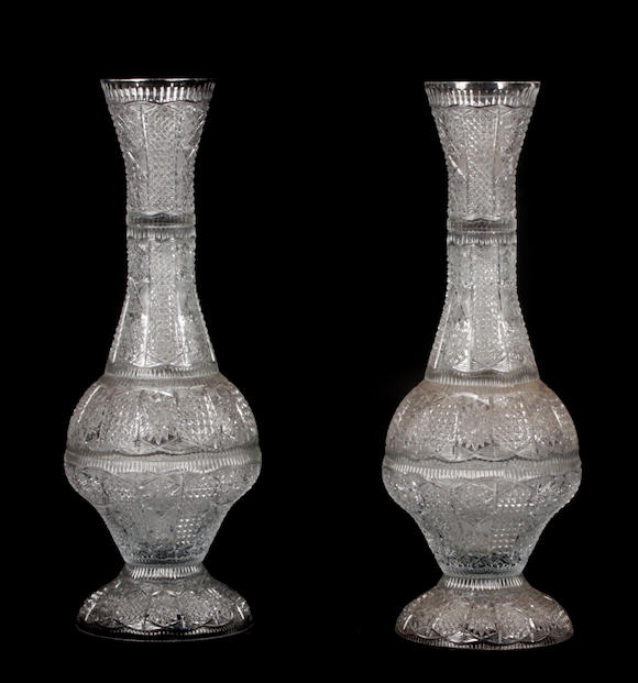 Bonhams An Impressive Pair Of Cut Glass Vases