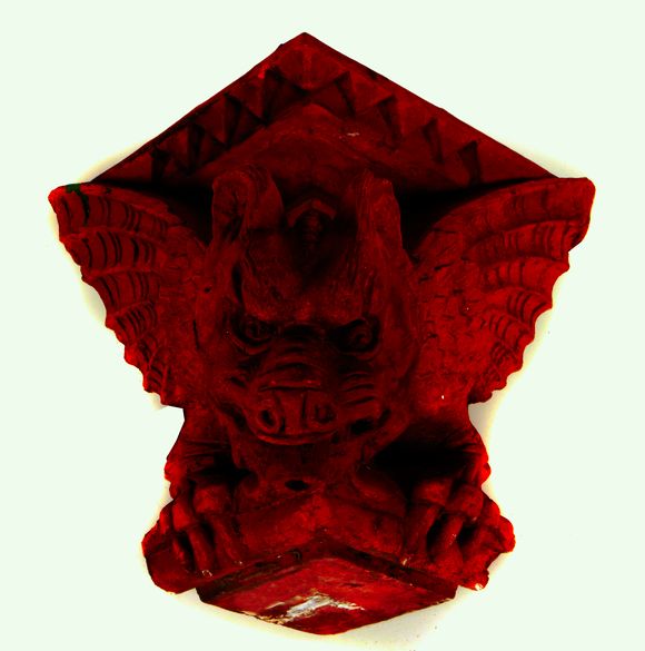 Bonhams : A Continental terracotta corner gargoyle