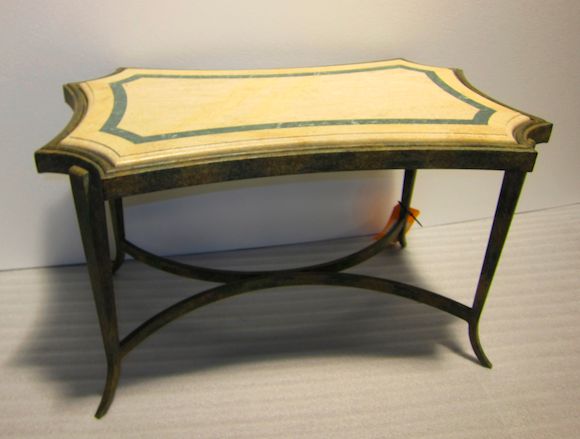 Bonhams : A Romanesque style patinated wrought iron and marble Empoli ...